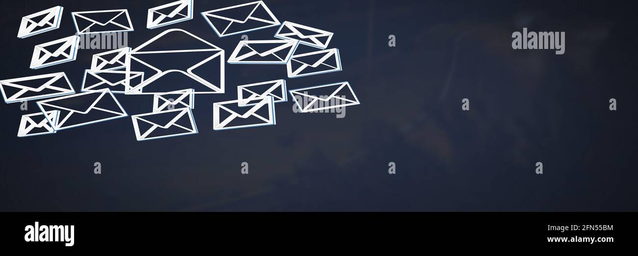 Multiple white letters and one opened white letter in envelop against ...