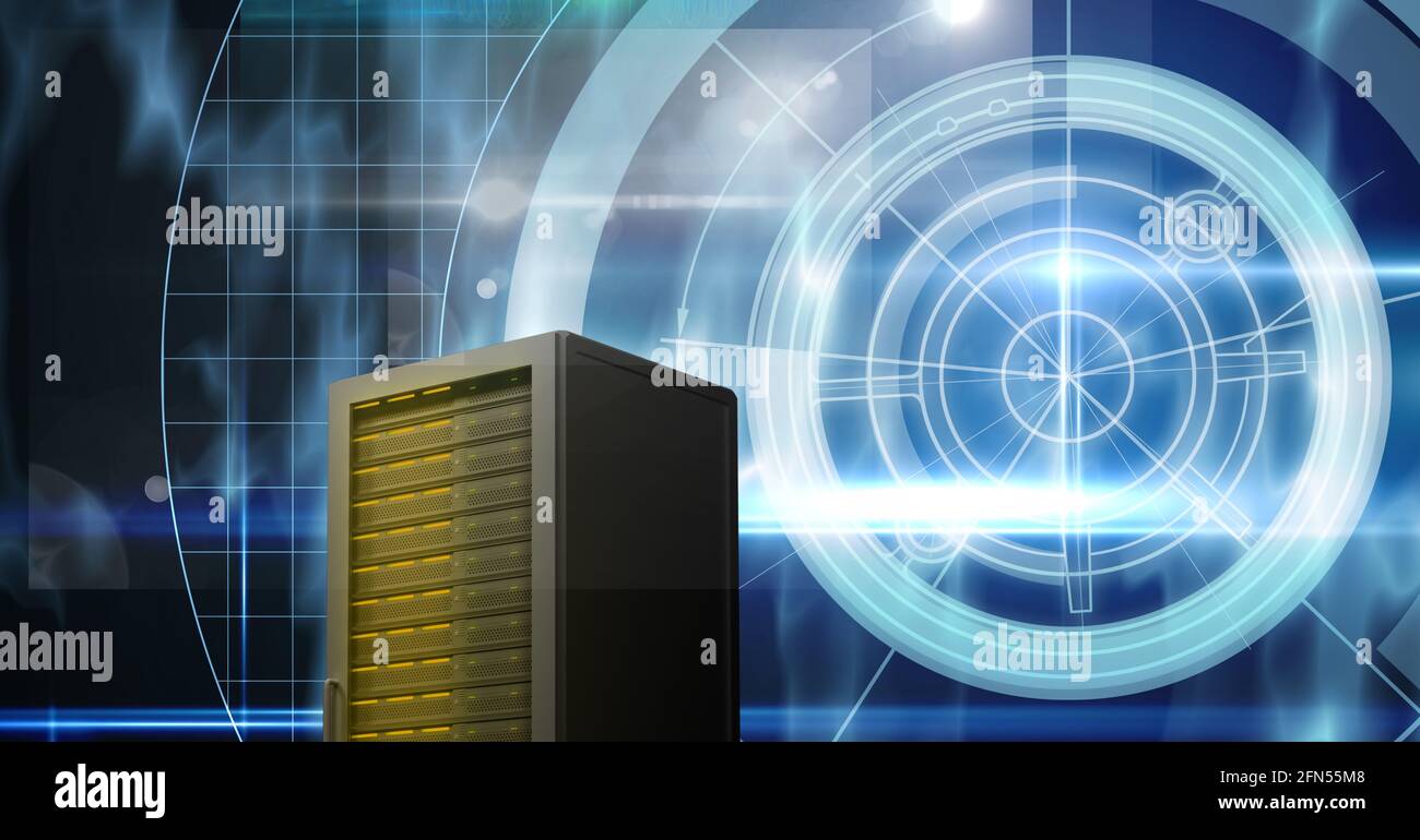 Composition of computer server over scopes scanning Stock Photo - Alamy