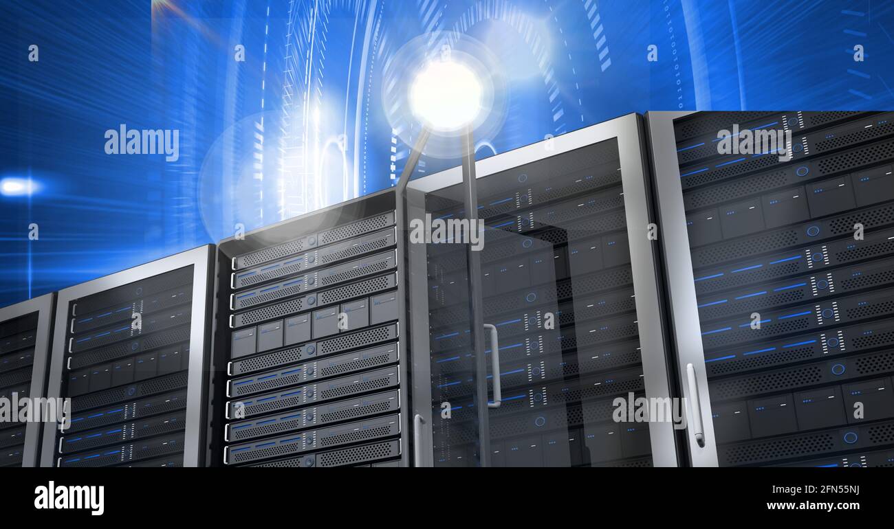 Composition of computer servers over scopes scanning Stock Photo - Alamy