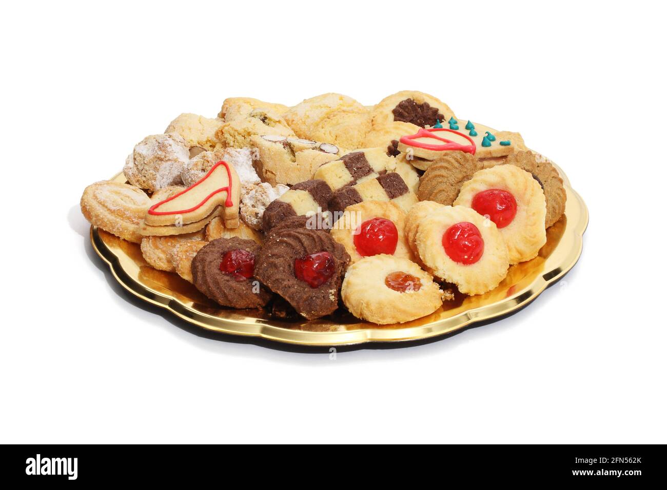 tray of assorted butter cookie pastries, isolated on white background ...