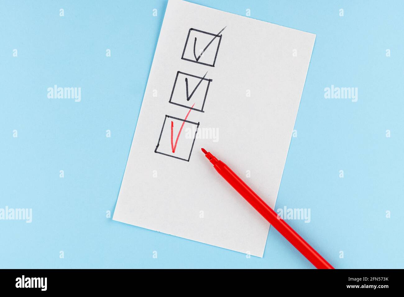 Red marking on checklist box with pen, Checklist concept Stock Photo ...