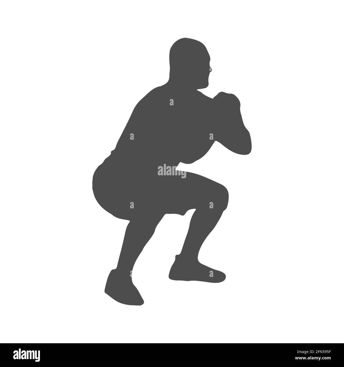 Silhouette of an athlete. Sports training, squat exercise. Vector ...