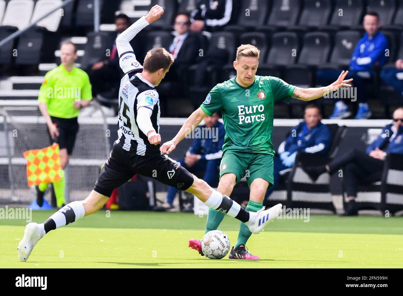 ALMELO, NETHERLANDS - MAY 13: Lucas Schoofs of Heracles Almelo, Jens Toornstra of Feyenoord ...