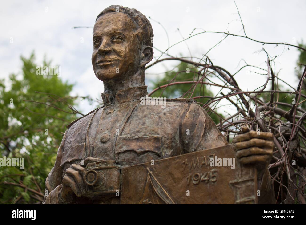 May 14, 2021. Donetsk region, Ukraine. Monument to Soviet photographer ...