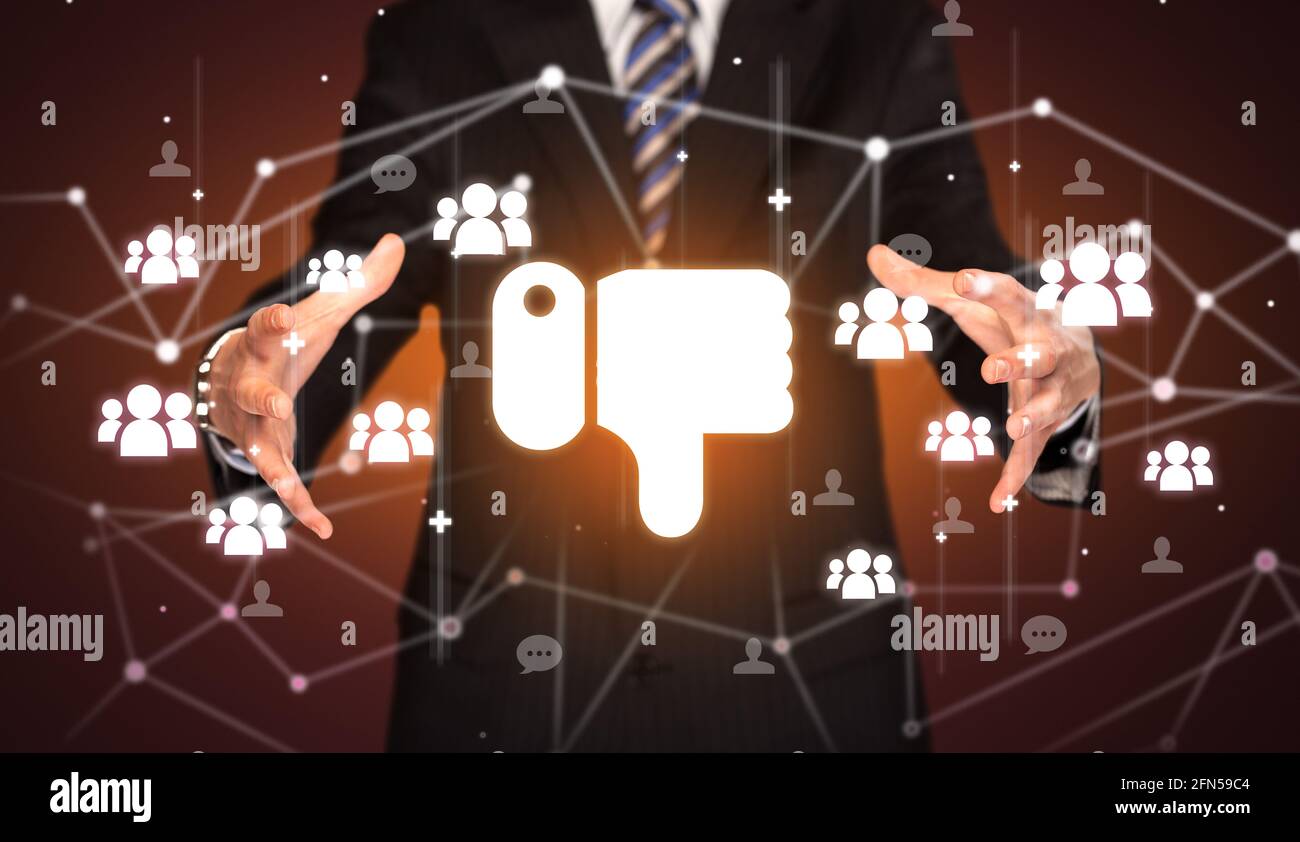 Hand holding social media icons Stock Photo - Alamy