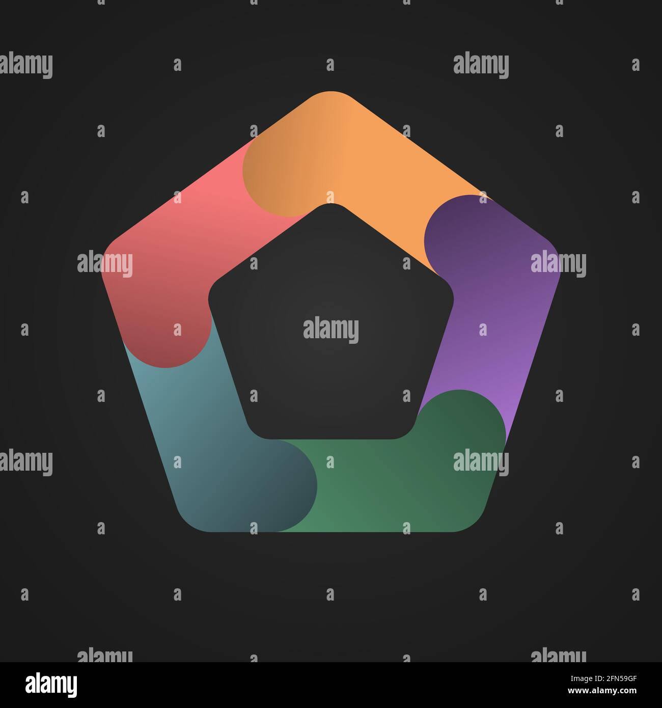 pentagon divided into five colored parts. Template for infographics ...