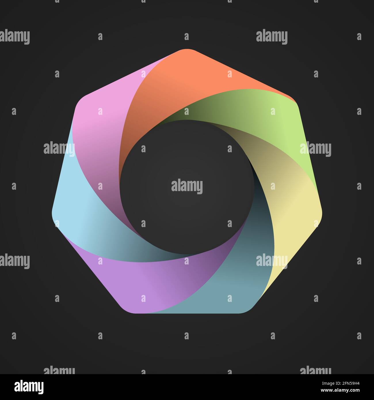 heptagon divided into seven colored parts. Template for infographics ...