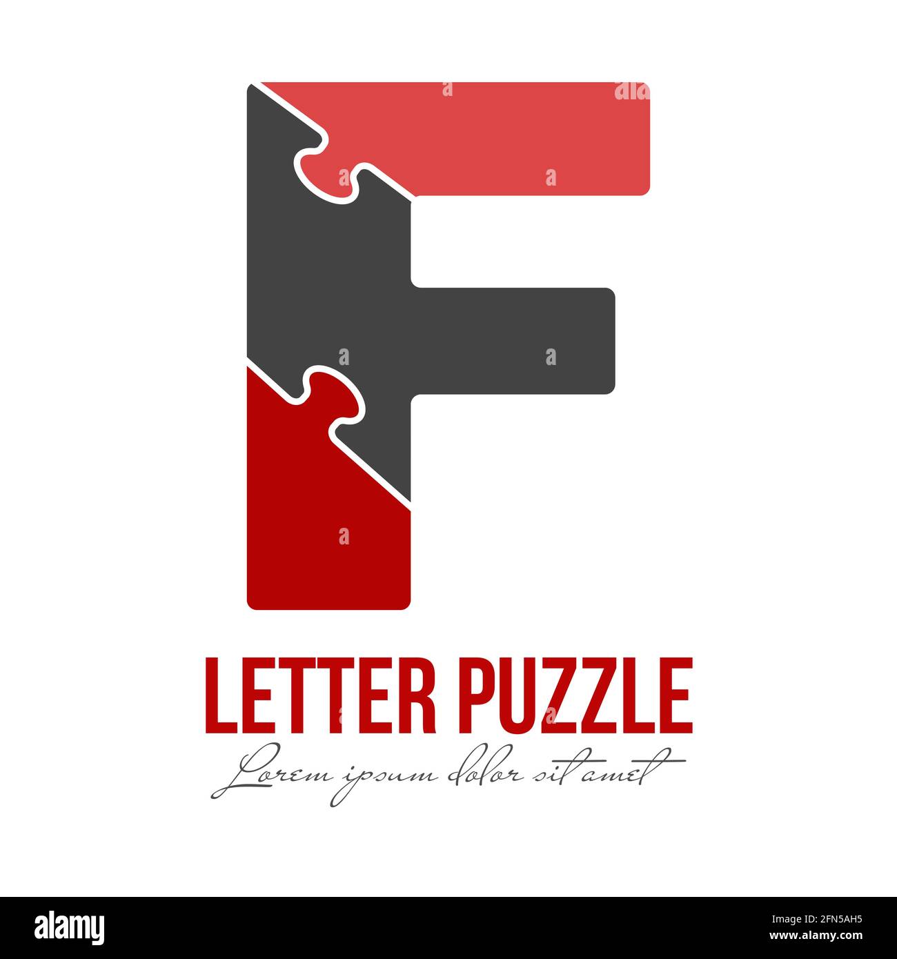 Letter F is made up of puzzles. Vector illustration for logo, brand ...