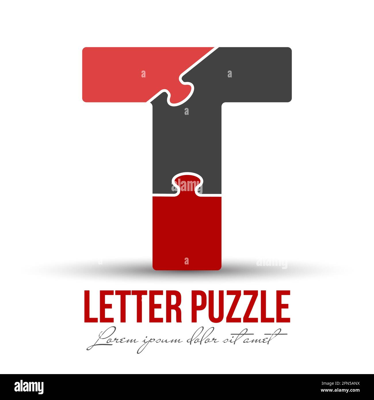 Letter T is made up of puzzles. Vector illustration for logo, brand ...