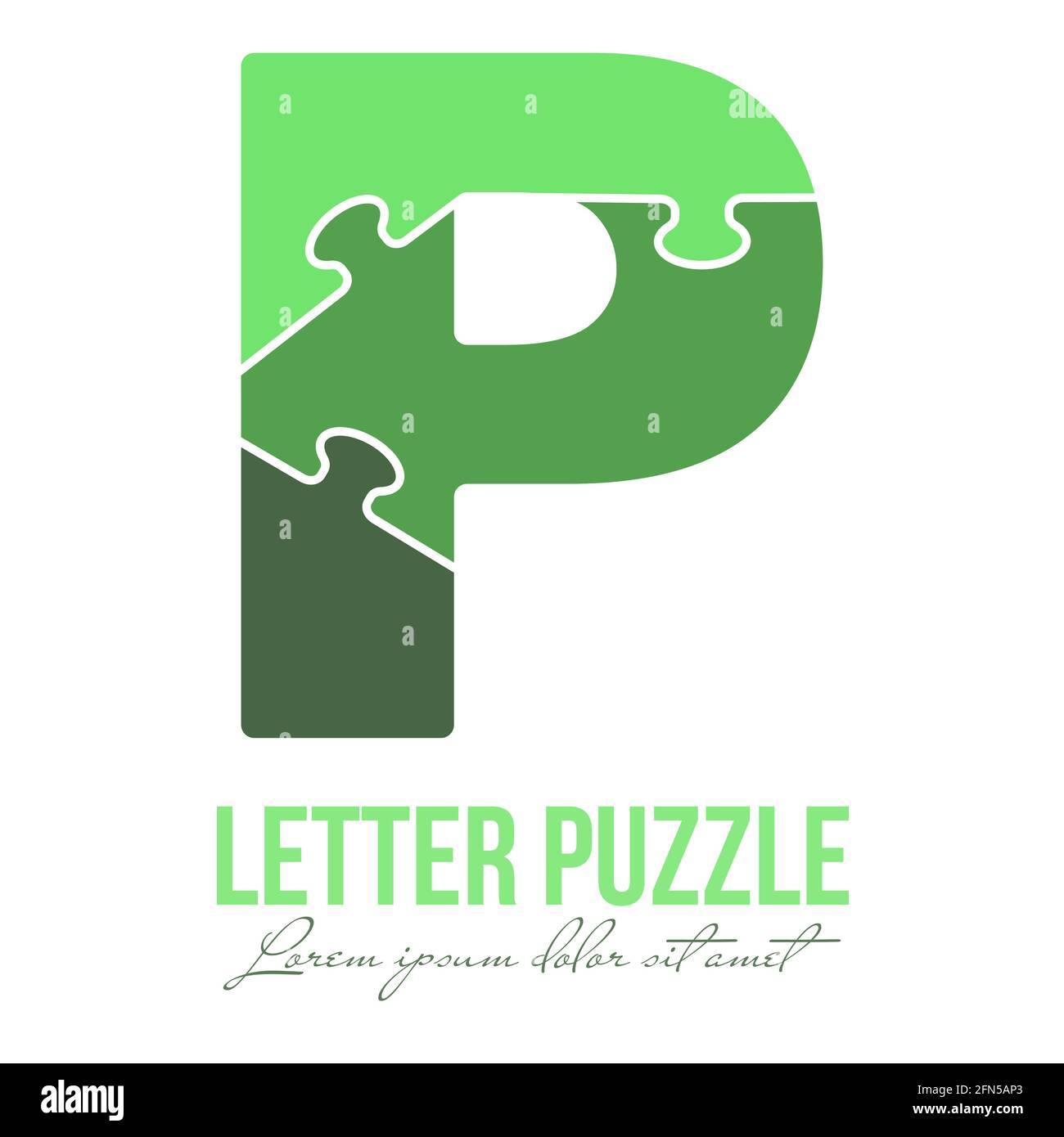 Letter P is made up of puzzles. Vector illustration for logo, brand ...