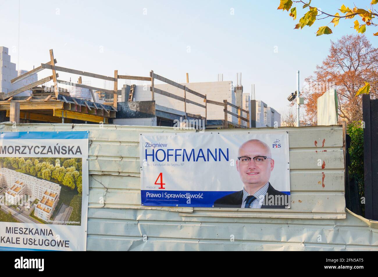 POZNAN, POLAND - Jan 28, 2016: PIS party election campaign poster on a ...