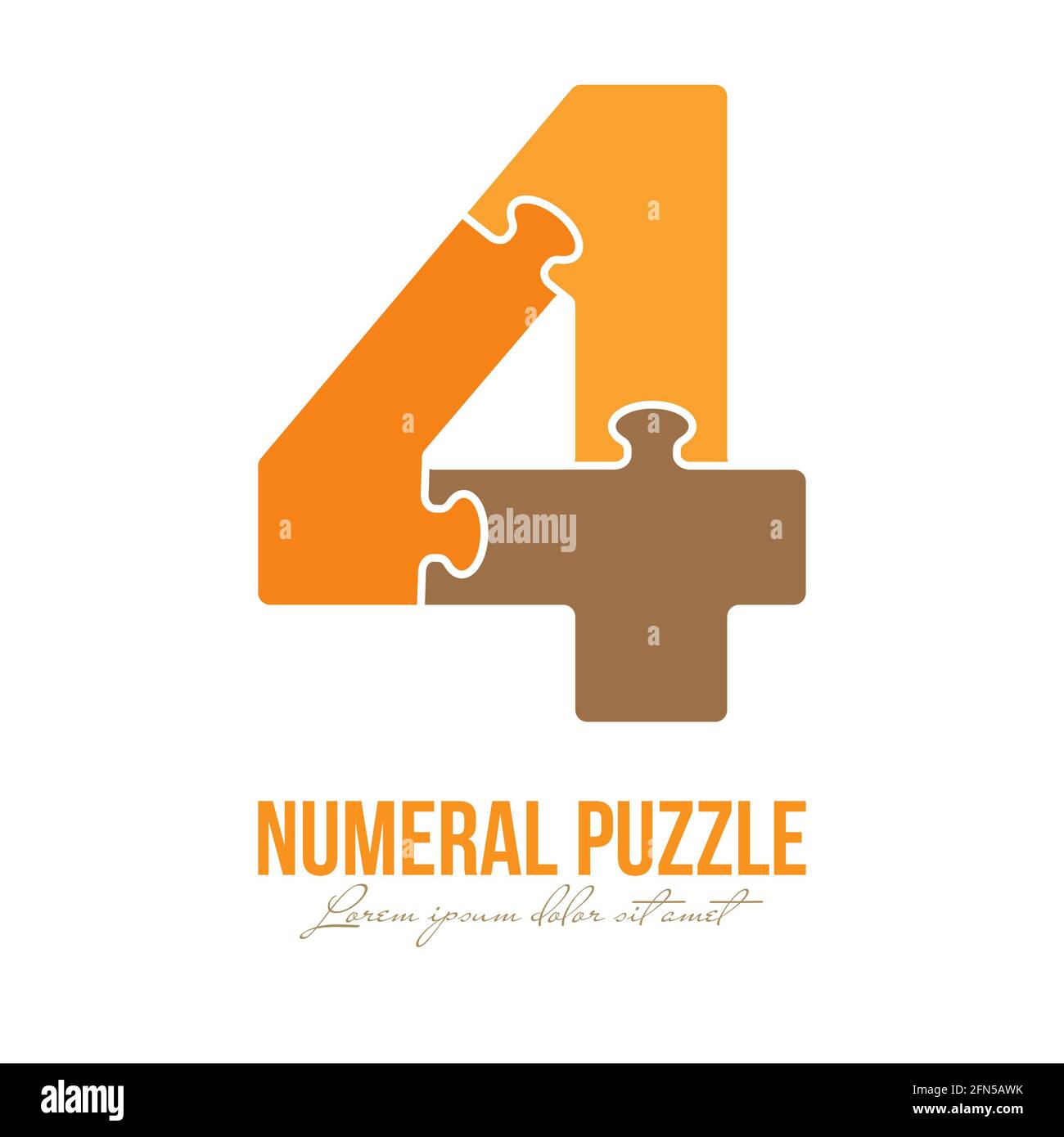 Number 4 is made up of puzzles. Vector illustration for logo, brand ...