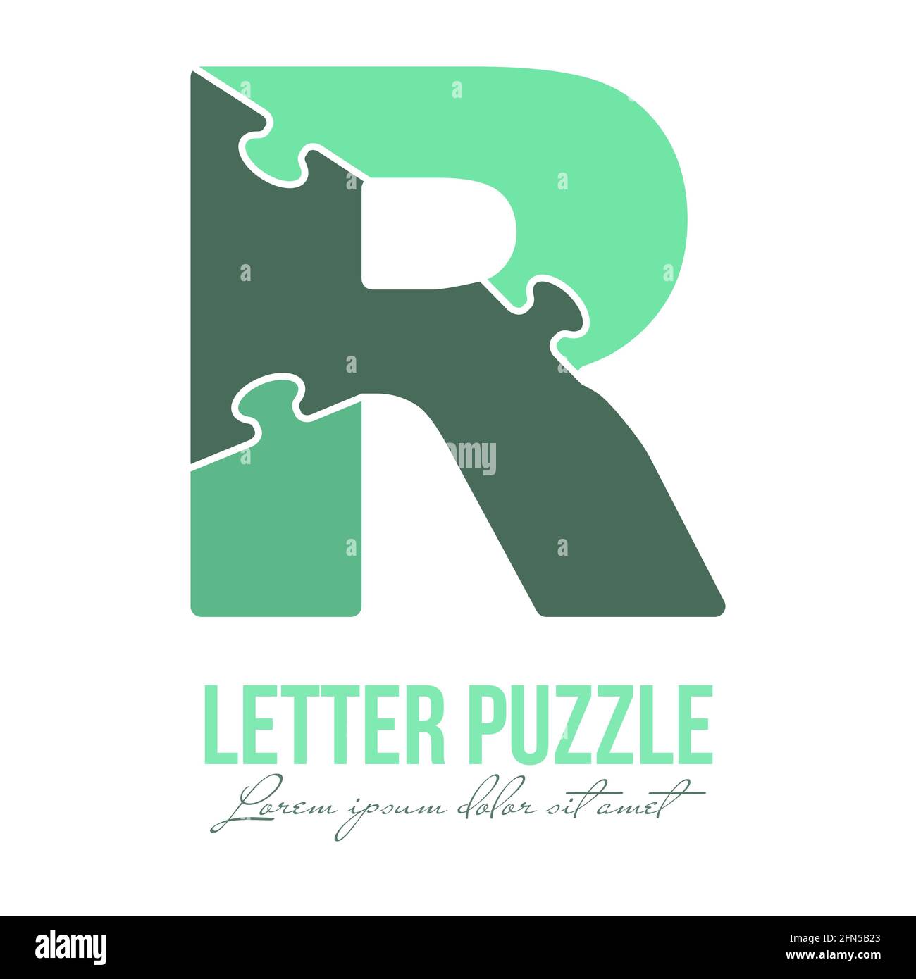 Letter R is made up of puzzles. Vector illustration for logo, brand ...