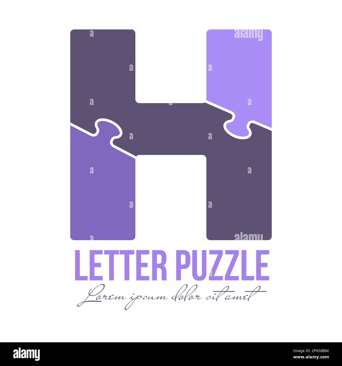 Letter H is made up of puzzles. Vector illustration for logo, brand ...