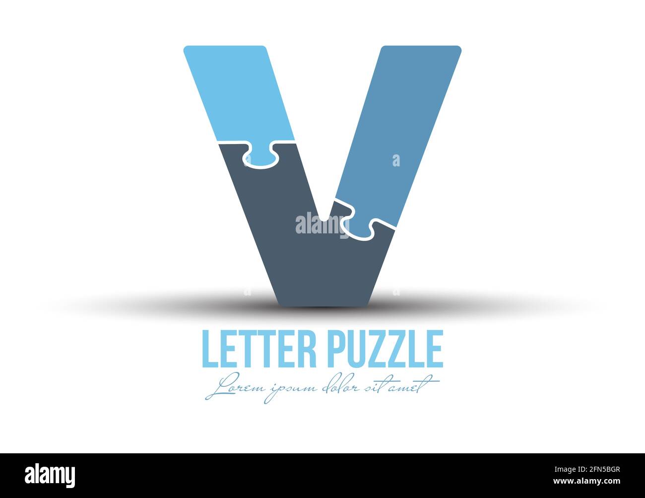 Letter V is made up of puzzles. Vector illustration for logo, brand ...