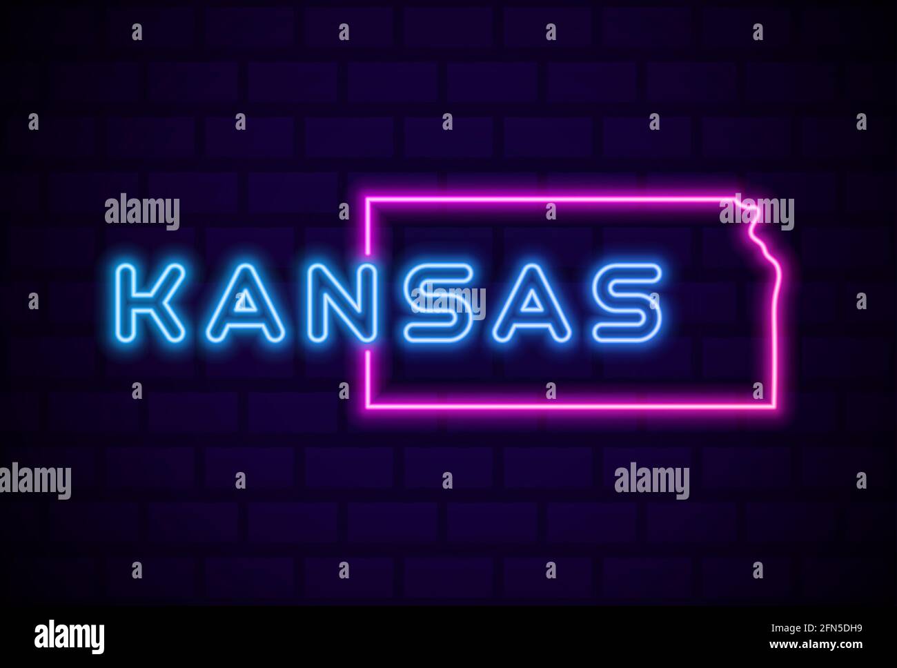 kansas US state glowing neon lamp sign Realistic vector illustration ...