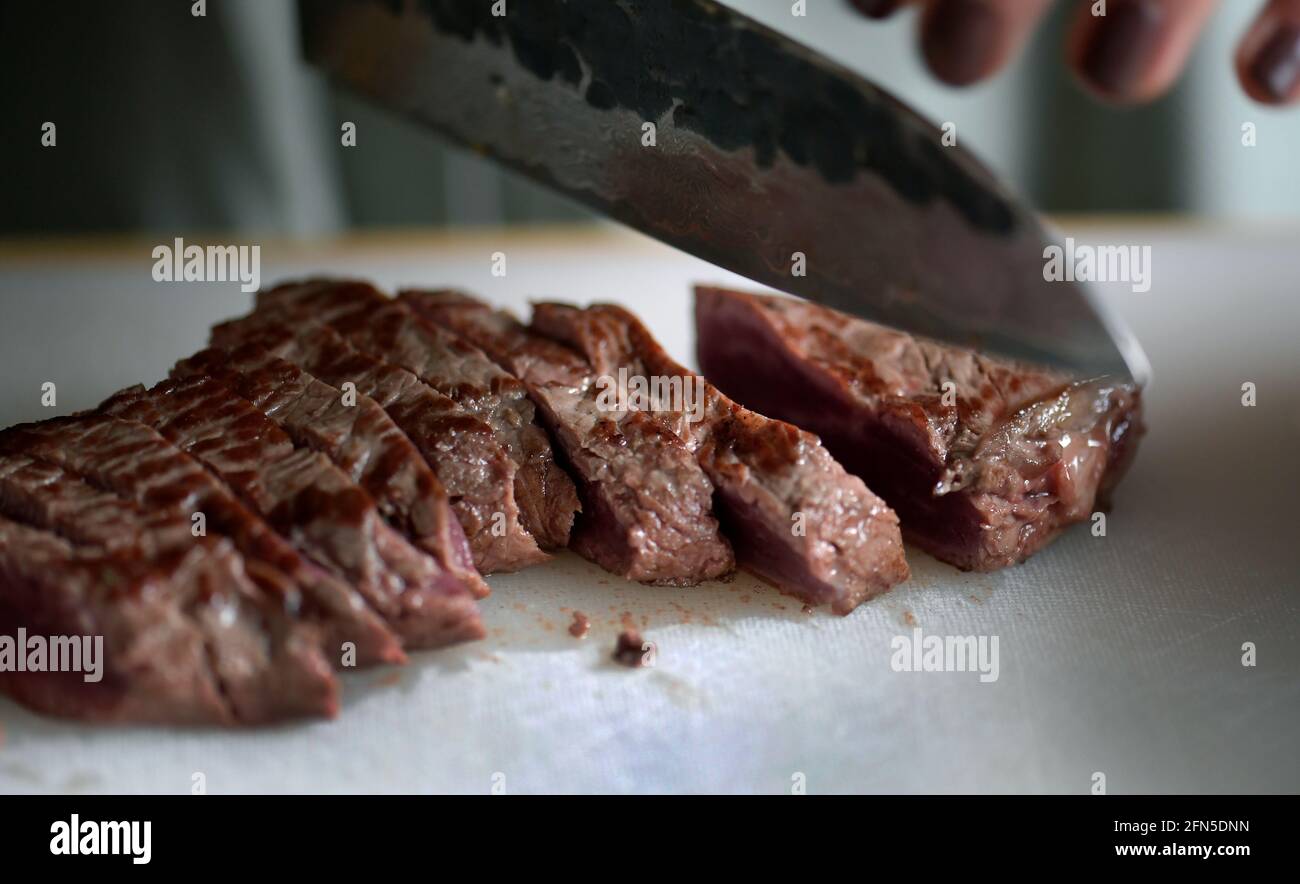 Beef tataki. Fried sirloin steak with delicious sauce of soy and sake ...