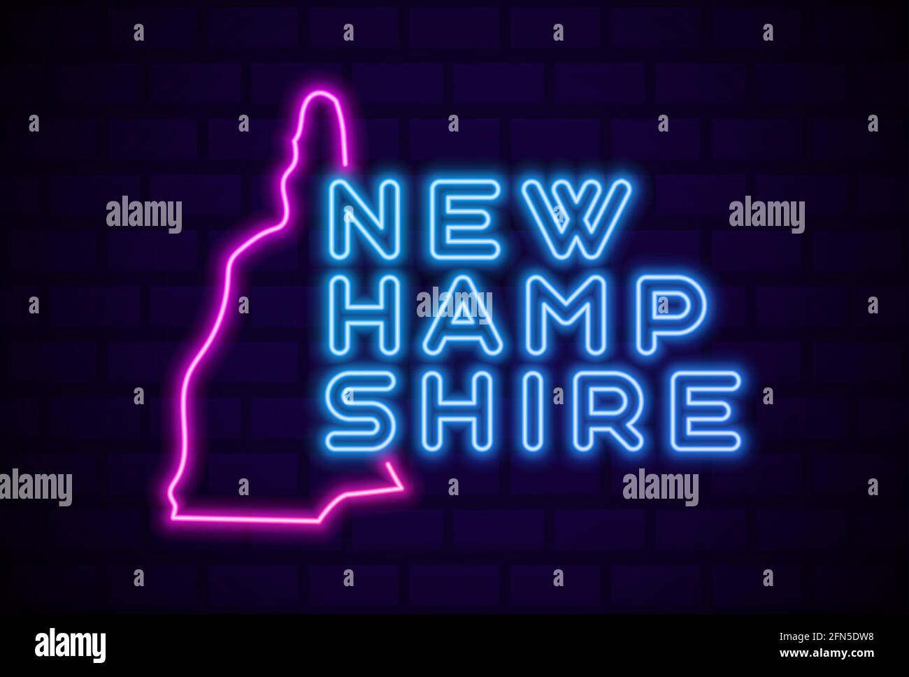 new hampshire US state glowing neon lamp sign Realistic vector ...