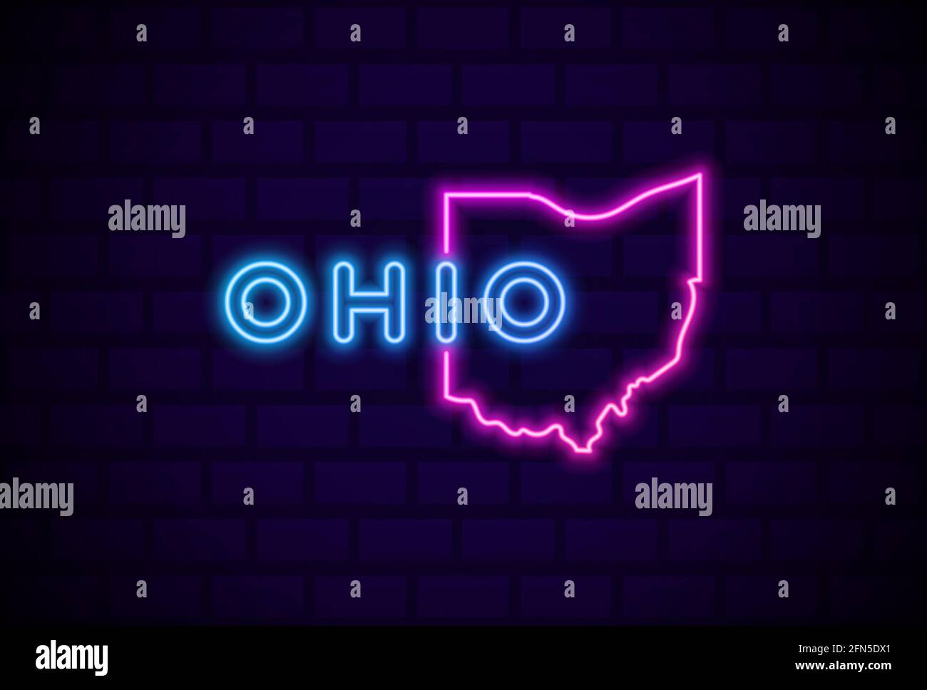 ohio US state glowing neon lamp sign Realistic vector illustration Blue ...