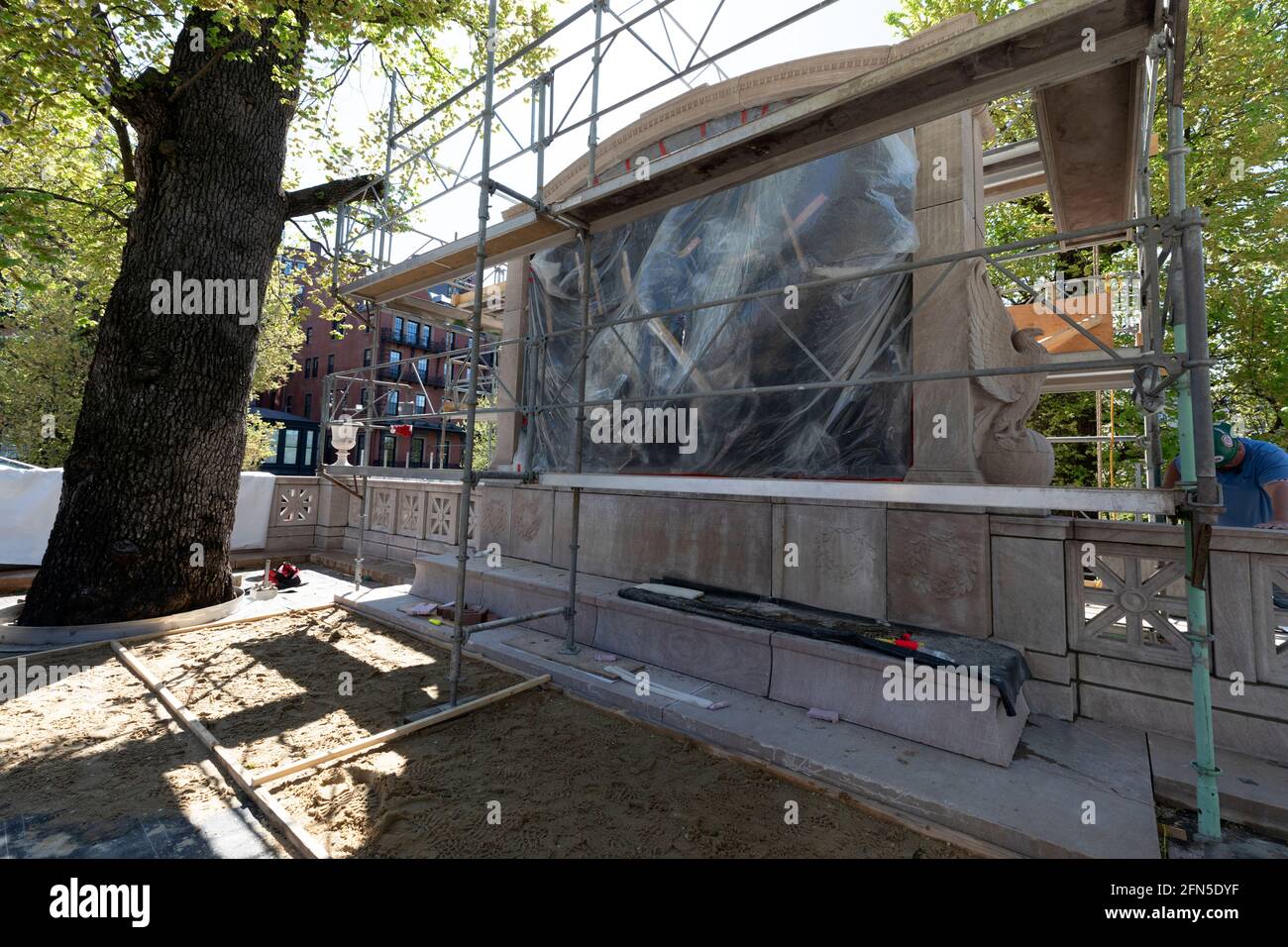 Restoration of the bronze relief sculpture of Robert Gould Shaw and the ...