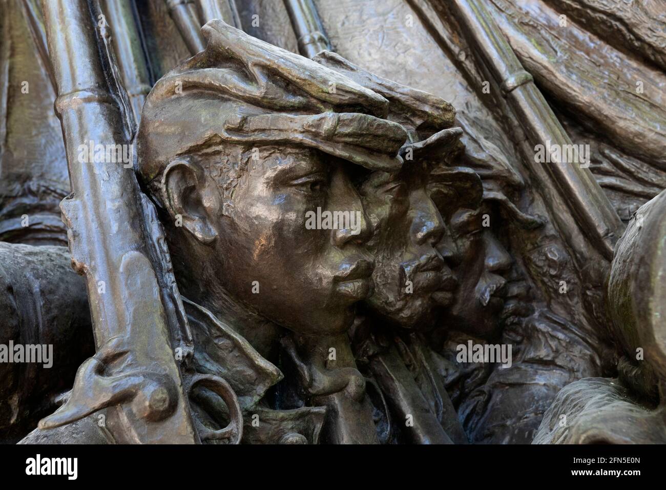 Restoration of the bronze relief sculpture of Robert Gould Shaw and the ...