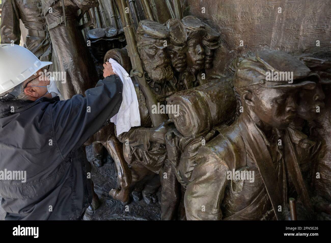 Restoration of the bronze relief sculpture of Robert Gould Shaw and the ...