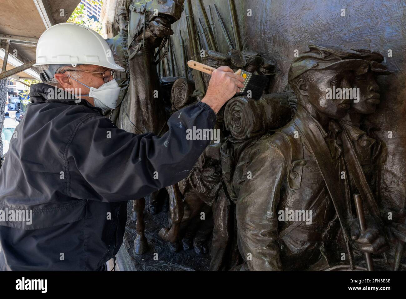 Restoration of the bronze relief sculpture of Robert Gould Shaw and the ...