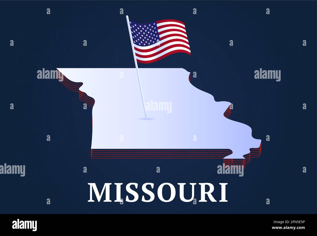 missouri state Isometric map and USA national flag 3D isometric shape ...