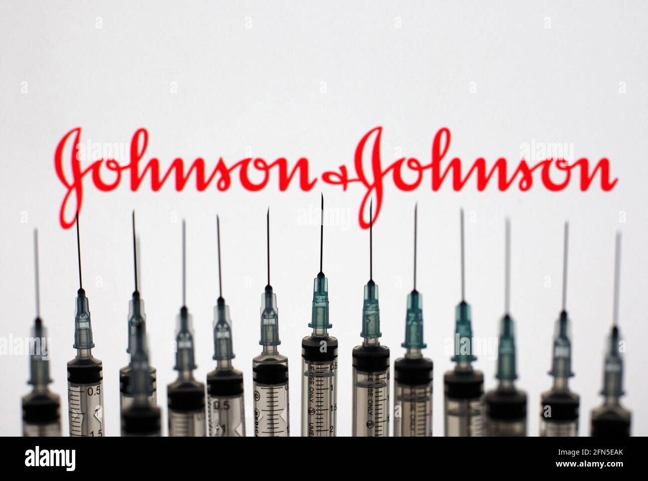 Kiev, Ukraine. 13th May, 2021. Medical syringes are pictured in front ...