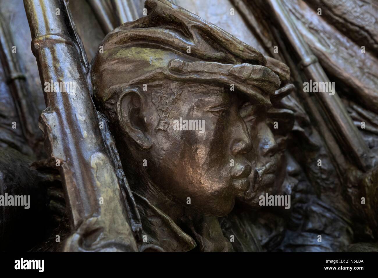 Restoration of the bronze relief sculpture of Robert Gould Shaw and the ...