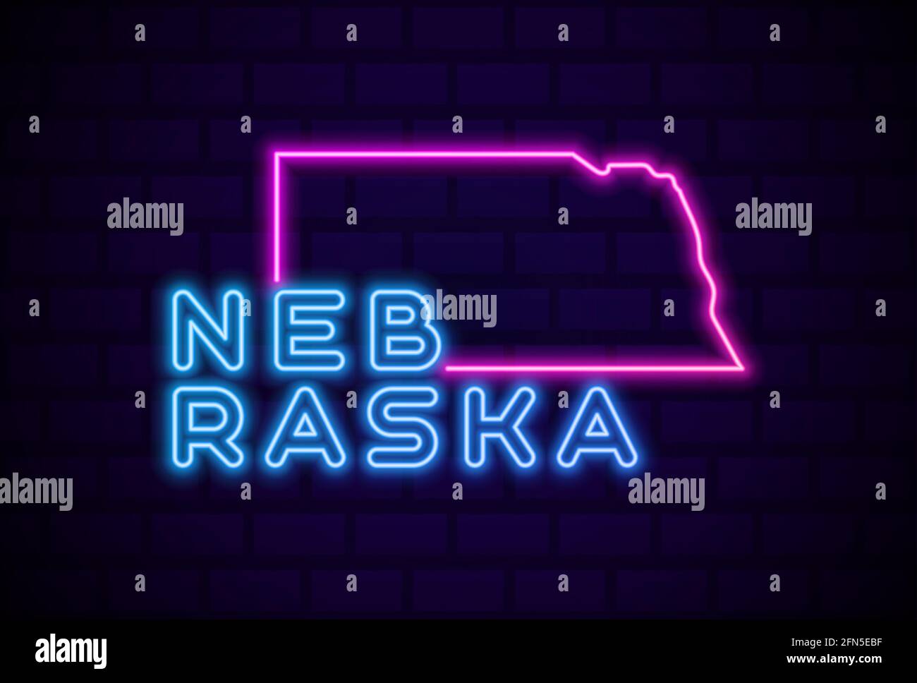 nebraska US state glowing neon lamp sign Realistic vector illustration ...