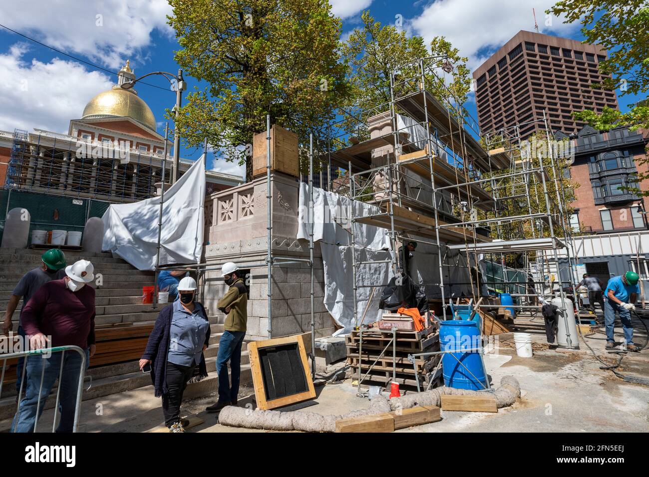 Restoration of the bronze relief sculpture of Robert Gould Shaw and the ...
