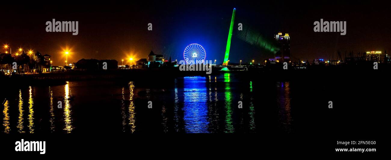 DA NANG City, Vietnam - December 09, 2014: Da Nang beautiful night ...