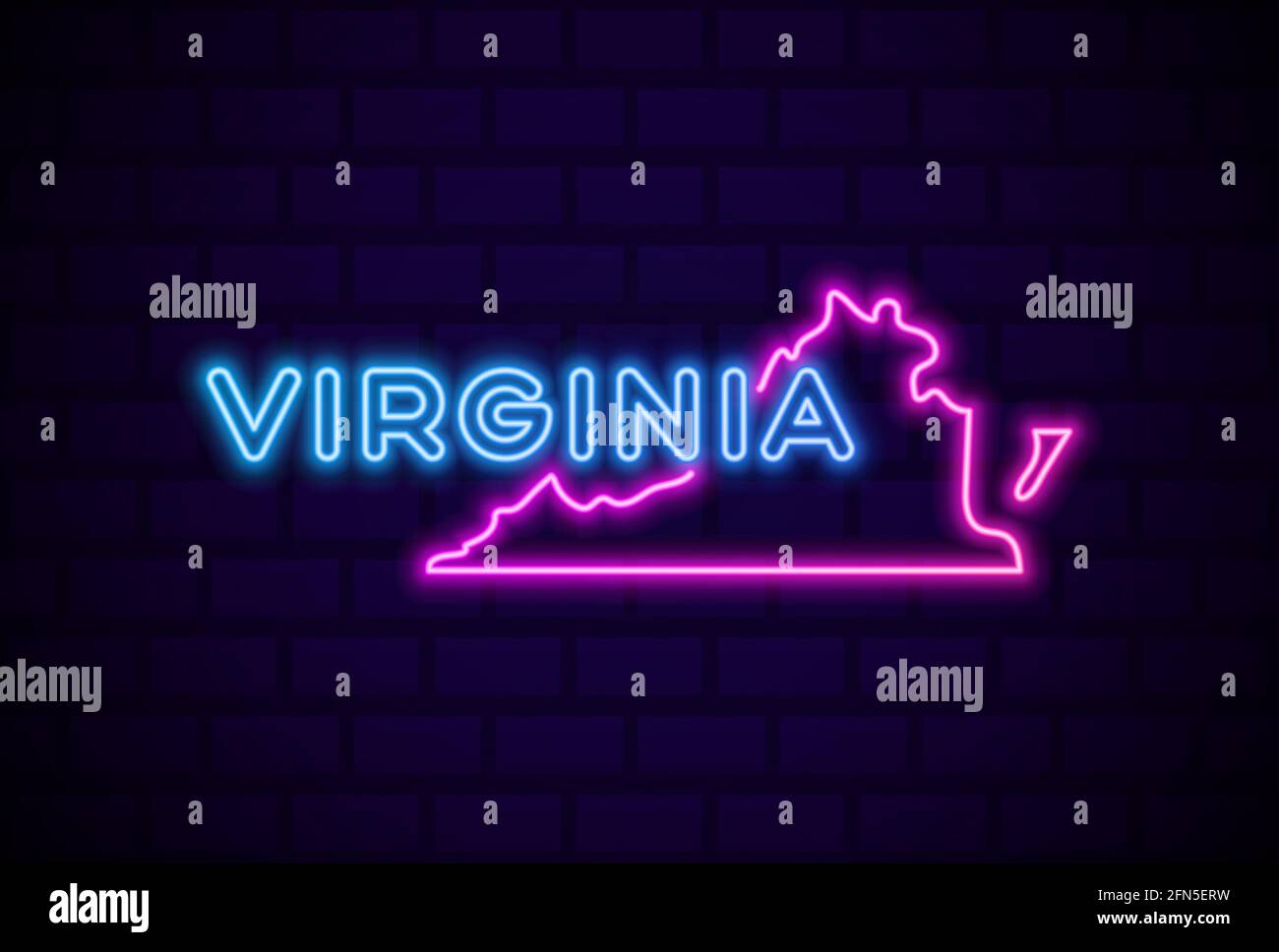 virginia US state glowing neon lamp sign Realistic vector illustration ...