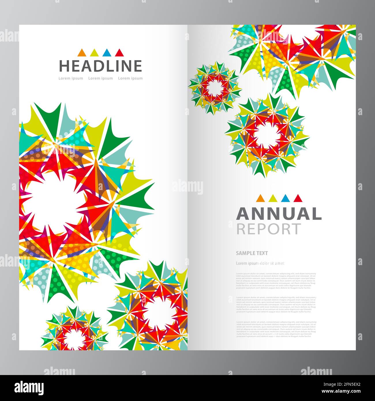 Annual colorful business report template design layout Stock Vector ...