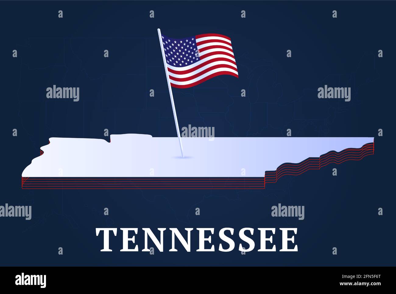 tennessee state Isometric map and USA national flag 3D isometric shape ...