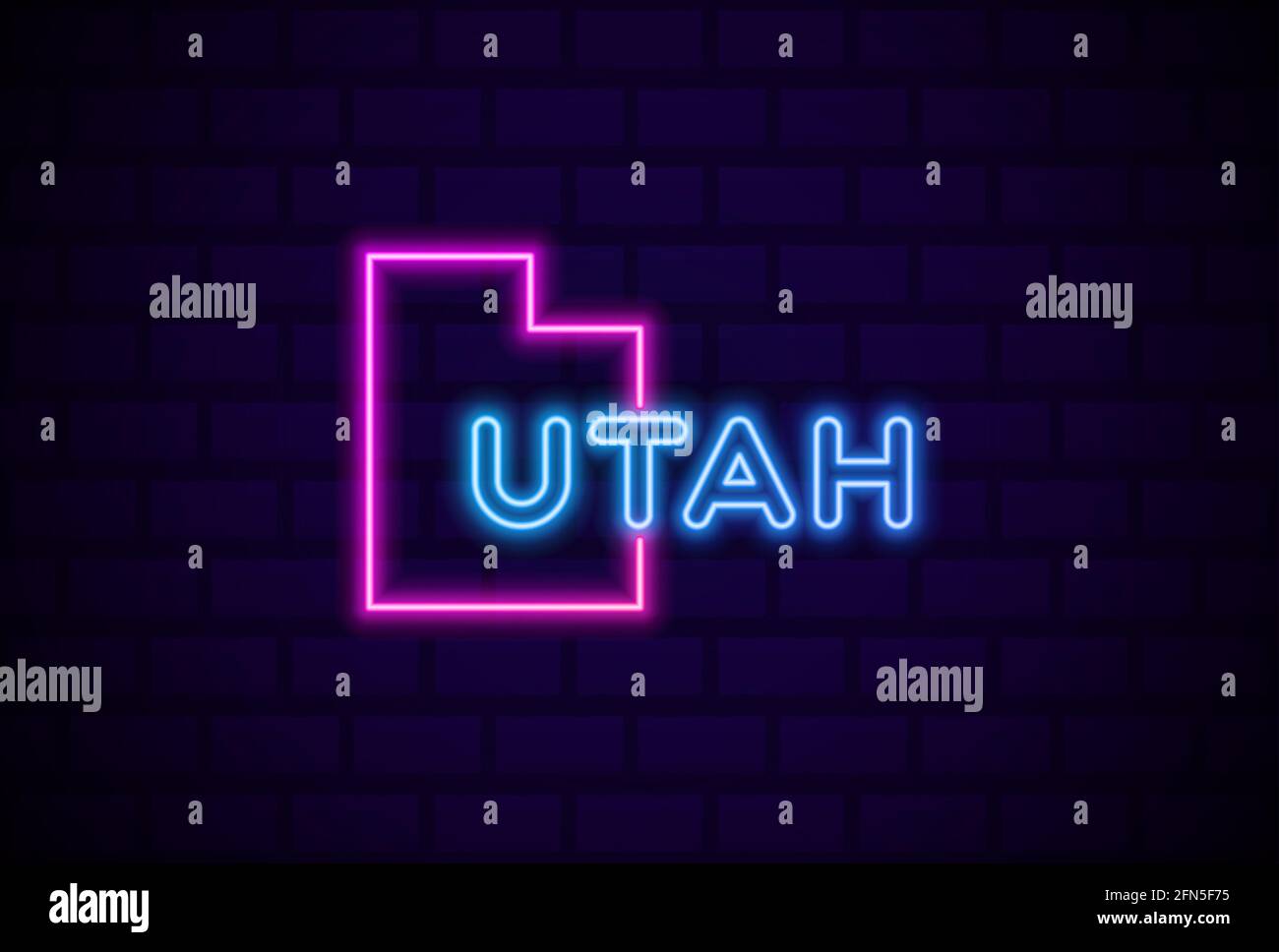 utah US state glowing neon lamp sign Realistic vector illustration Blue ...