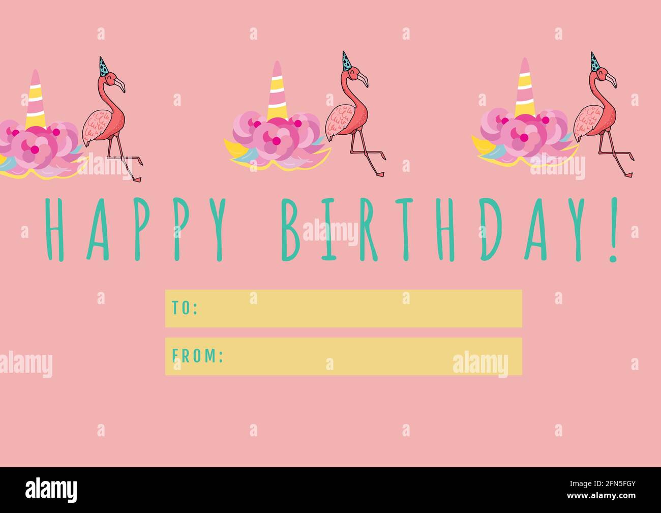 Happy birthday tag with candle and flamingo, birthday and gift giving ...