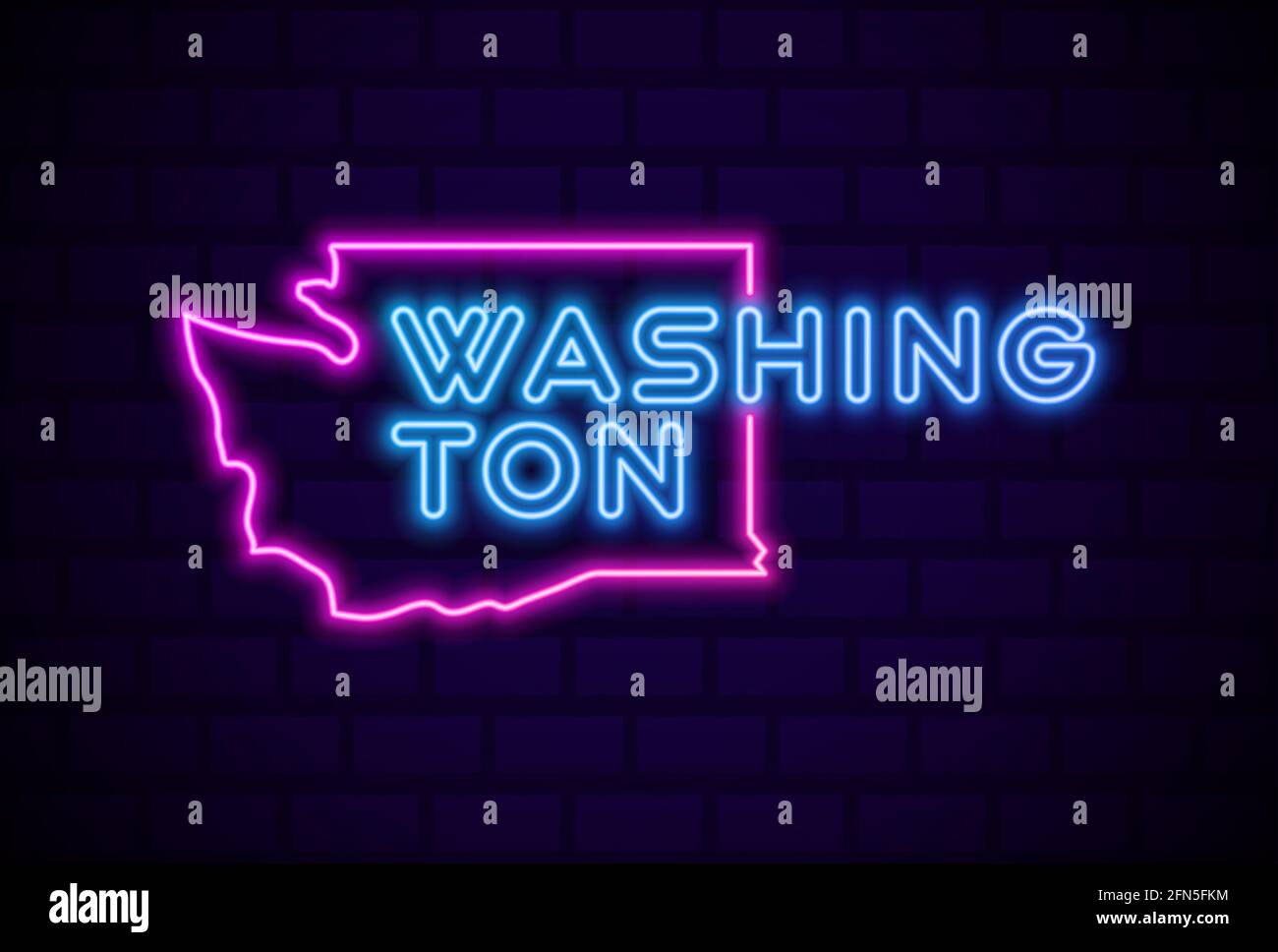 washington US state glowing neon lamp sign Realistic vector ...