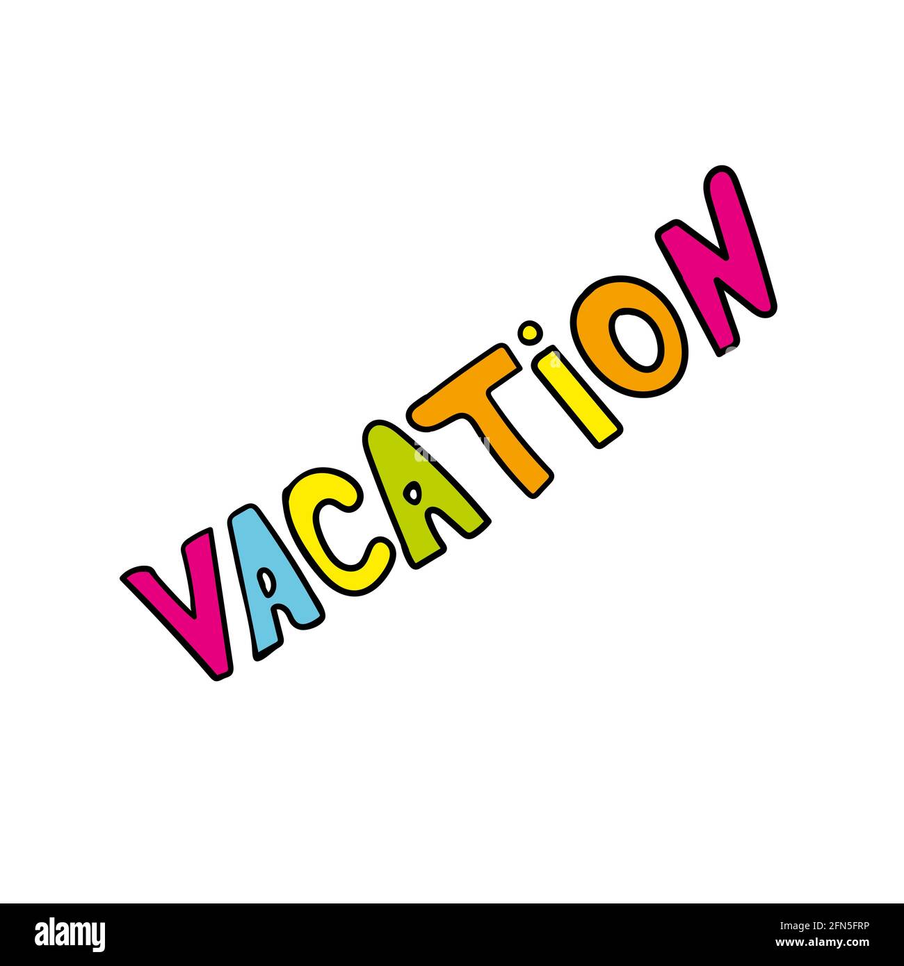 vacation - hand drawn doodle lettering phrase set Stock Vector Image ...
