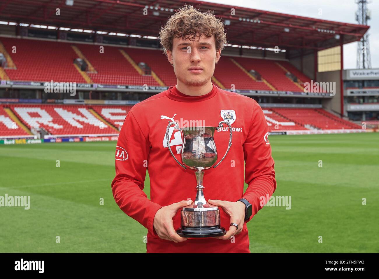 Callum Styles #4 of Barnsley receive his Young Player of the season ...