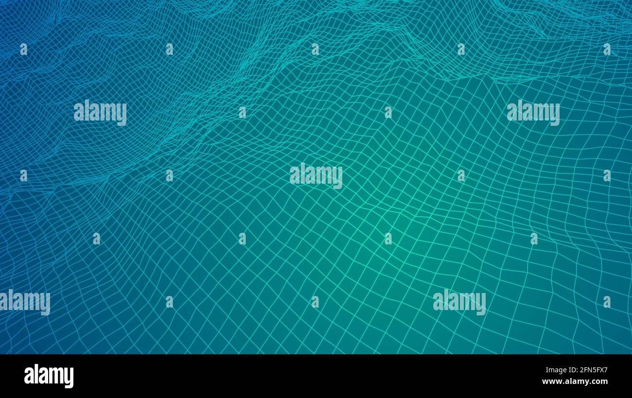 Digital landscape with mountains or clouds made of line grid Stock ...