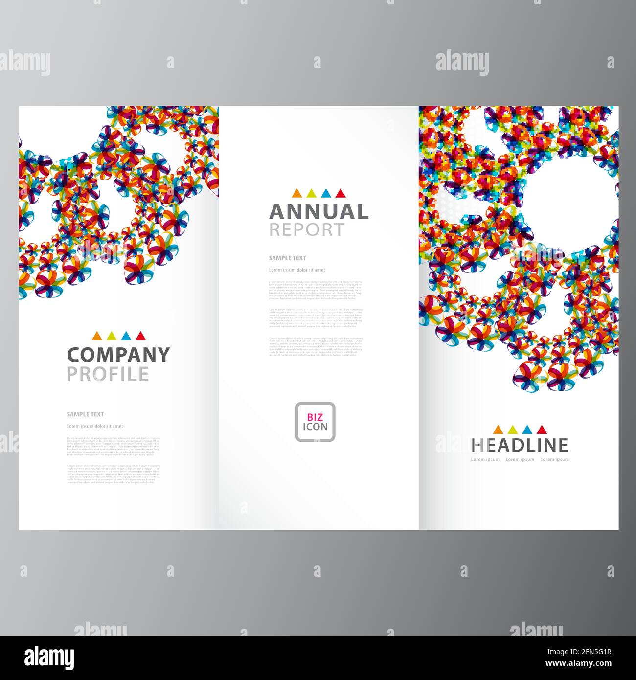 Annual colorful business report template design layout Stock Vector ...