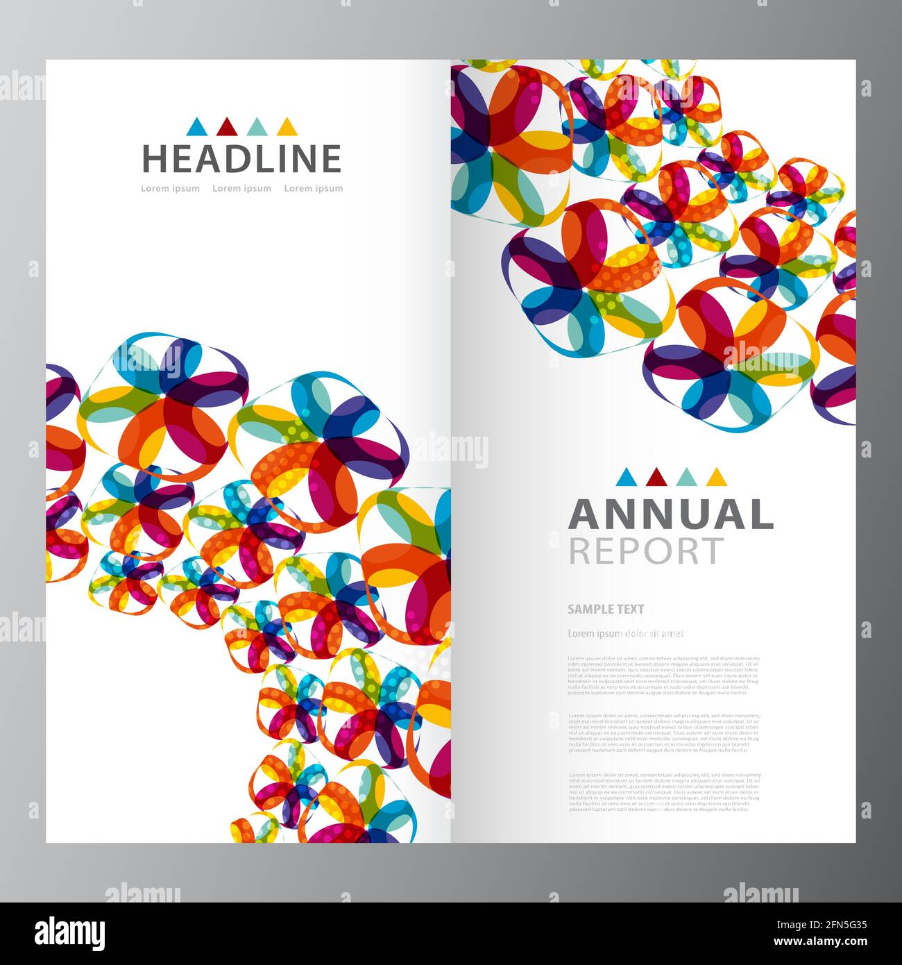 Annual colorful business report template design layout Stock Vector ...