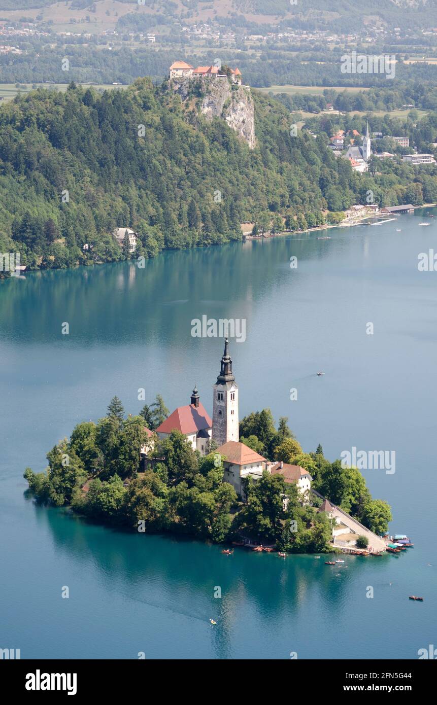 Aerial bled castle blejski grad hi-res stock photography and images - Alamy