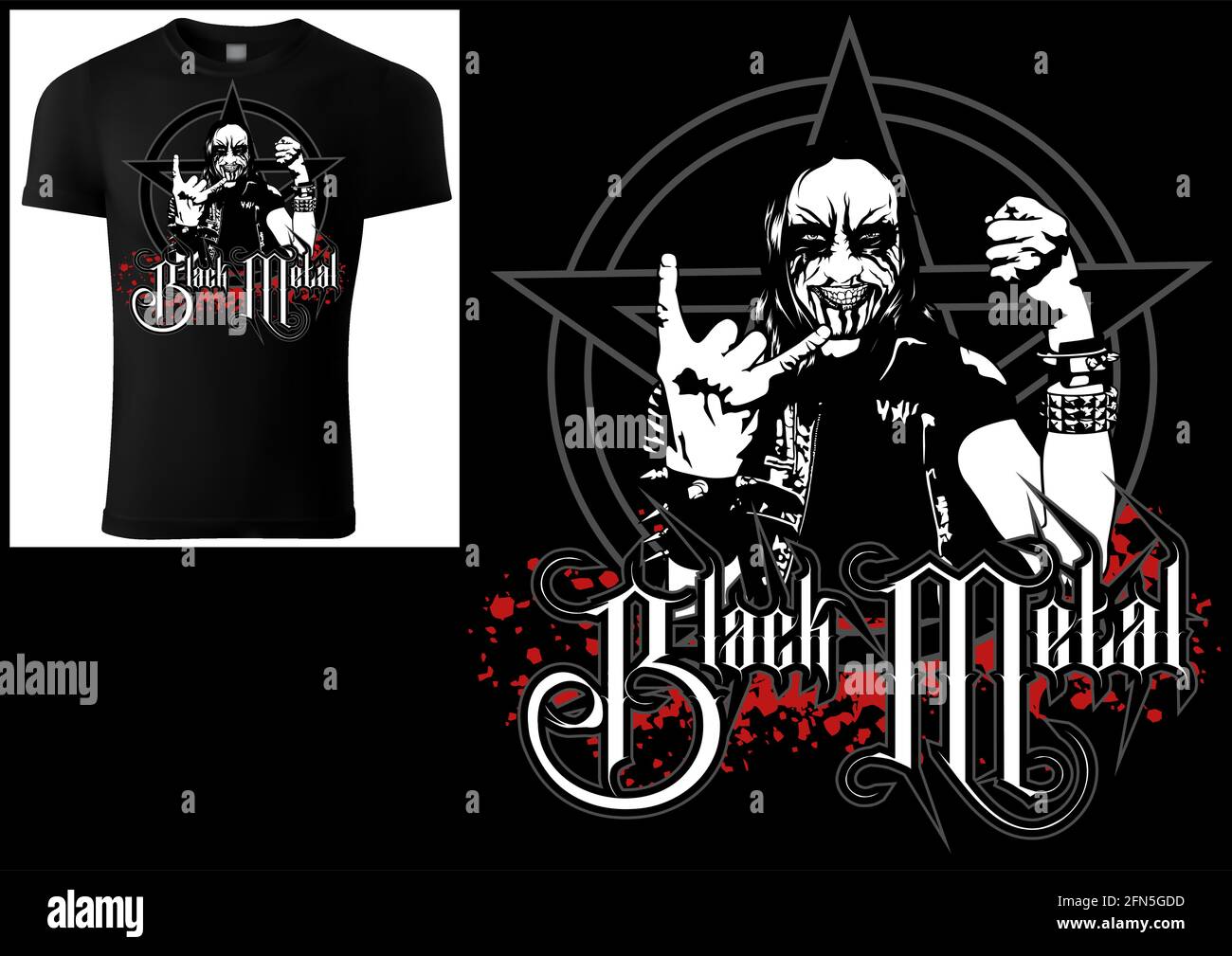 T-shirt Gothic Black Metal Design Stock Vector Image & Art - Alamy