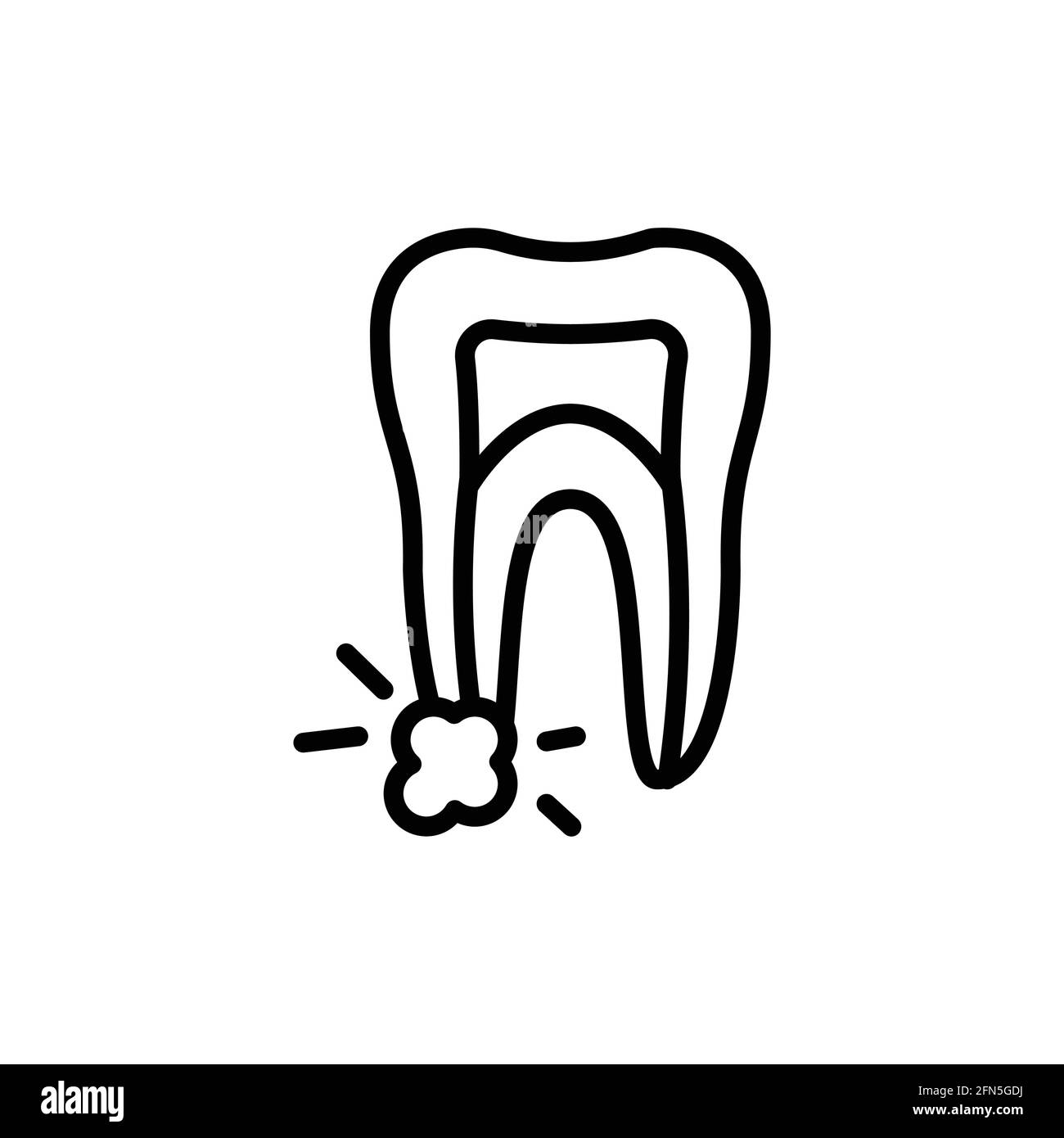 Tooth Cyst Color Line Icon Isolated Vector Element Outline Pictogram For Web Page Mobile App