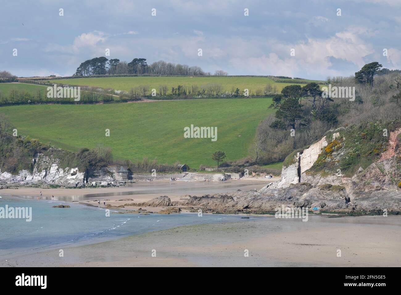 View towards Mothecombe Beach, The Erme Estuary, Devon, England Stock ...