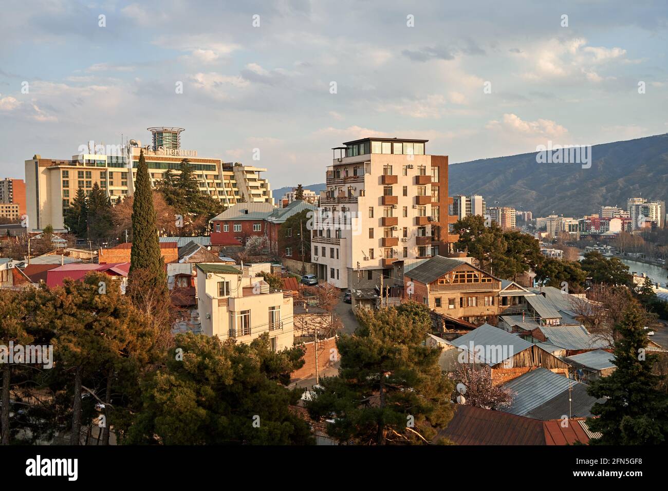 City landscape, architecture of Tbilisi. The capital of Georgia. Big ...