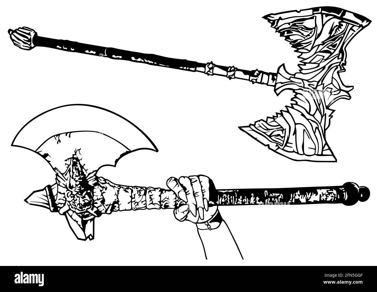 Black and White Fighting Axes Stock Vector Image & Art - Alamy